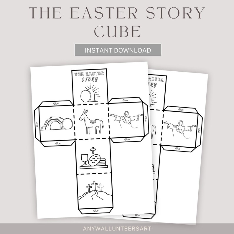 Easter Story Coloring Cube, Printable Sunday School Craft, Bible Story ...