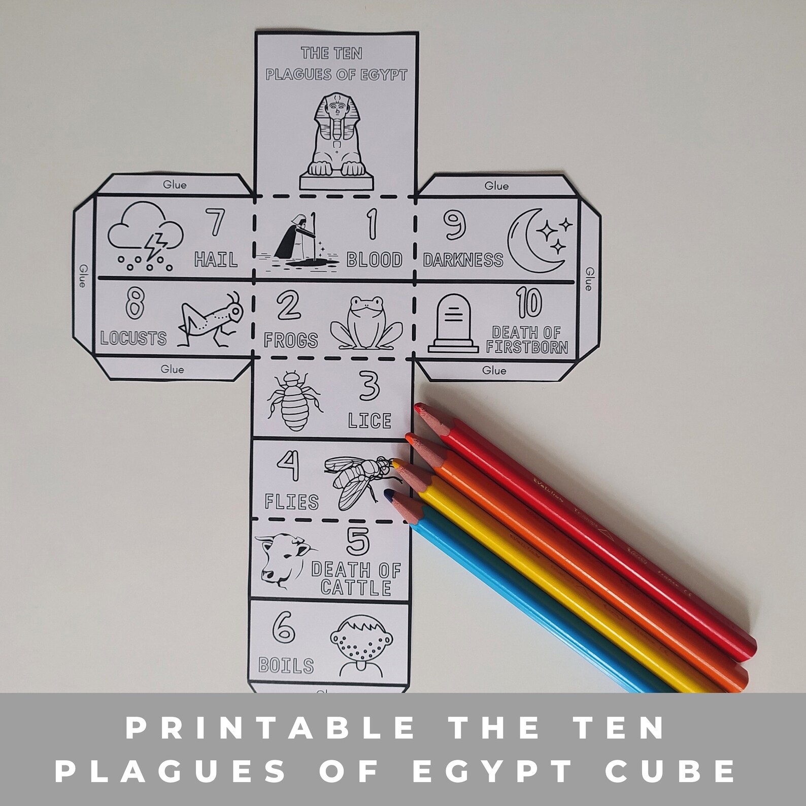 The Ten Plagues of Egypt Cube for Kids,bible Coloring Page Learning ...