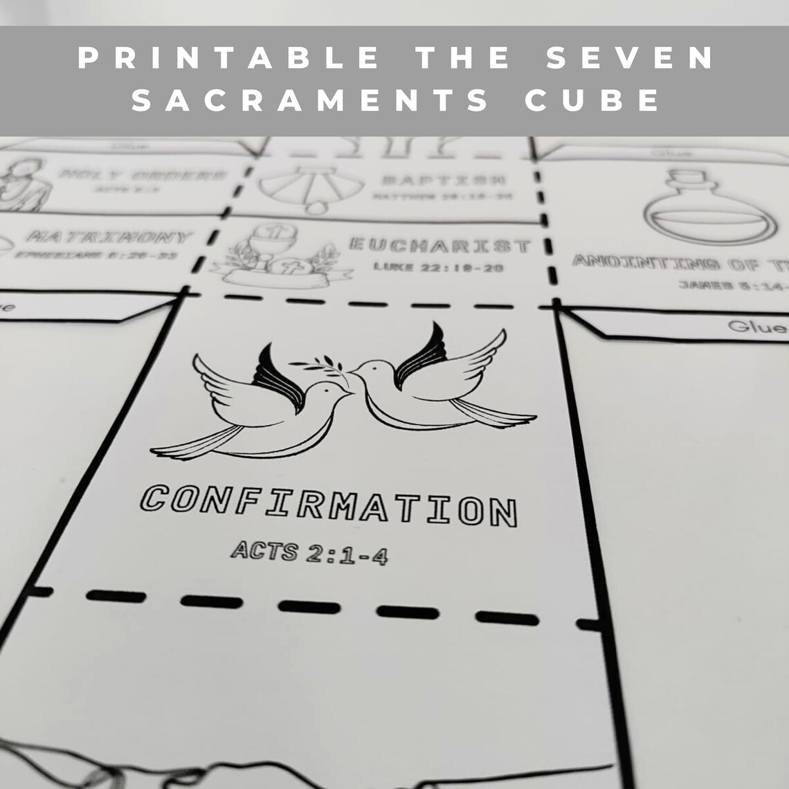 The Seven Sacraments Cube, Bible Coloring Page Learning Sheet ...