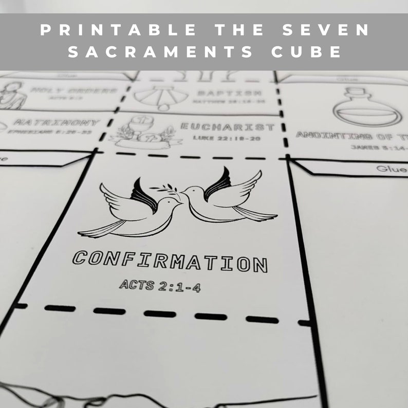 The Seven Sacraments Cube, Bible Coloring Page Learning Sheet ...