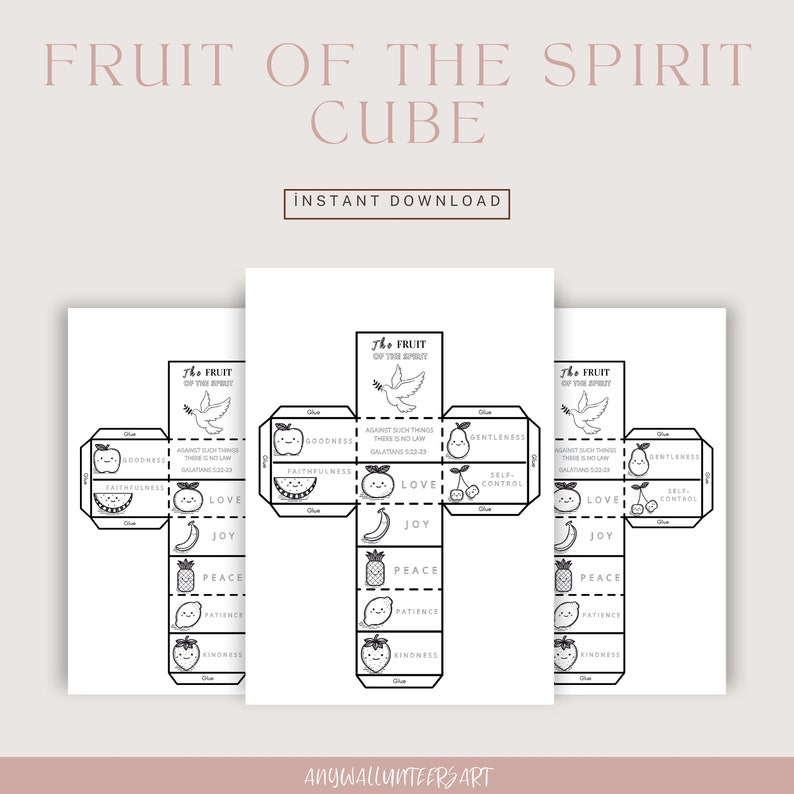 Printable Fruit of the Spirit Cube for Kids, Bible Coloring Page ...