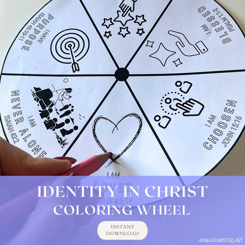 Identity in Christ Coloring Wheel, Printable Sunday School Lesson ...