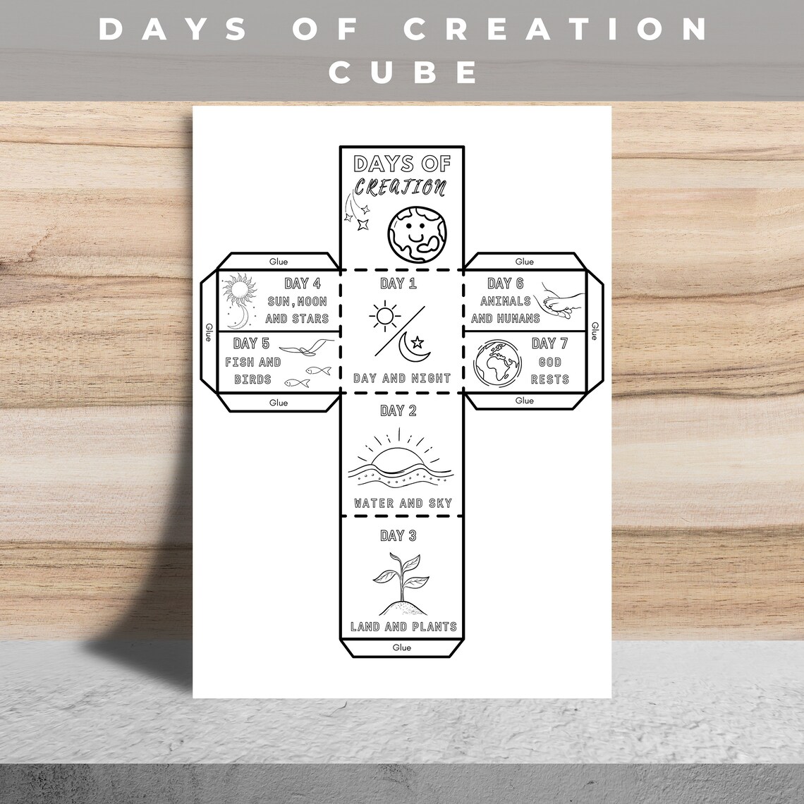 Days of Creation Coloring Cube, Printable Bible Activity, Coloring ...