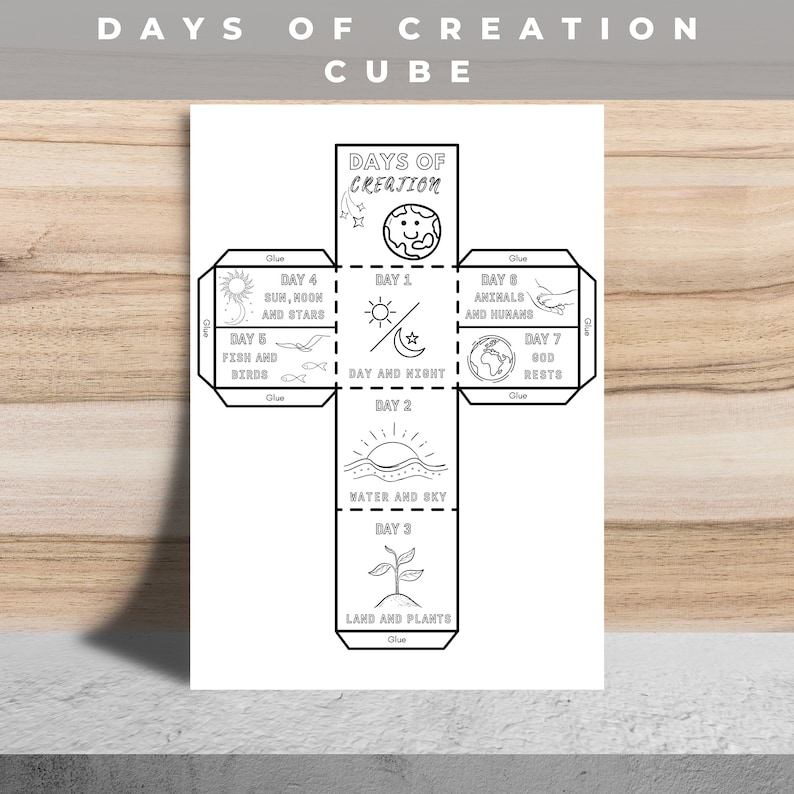 Days of Creation Coloring Cube, Printable Bible Activity, Coloring ...