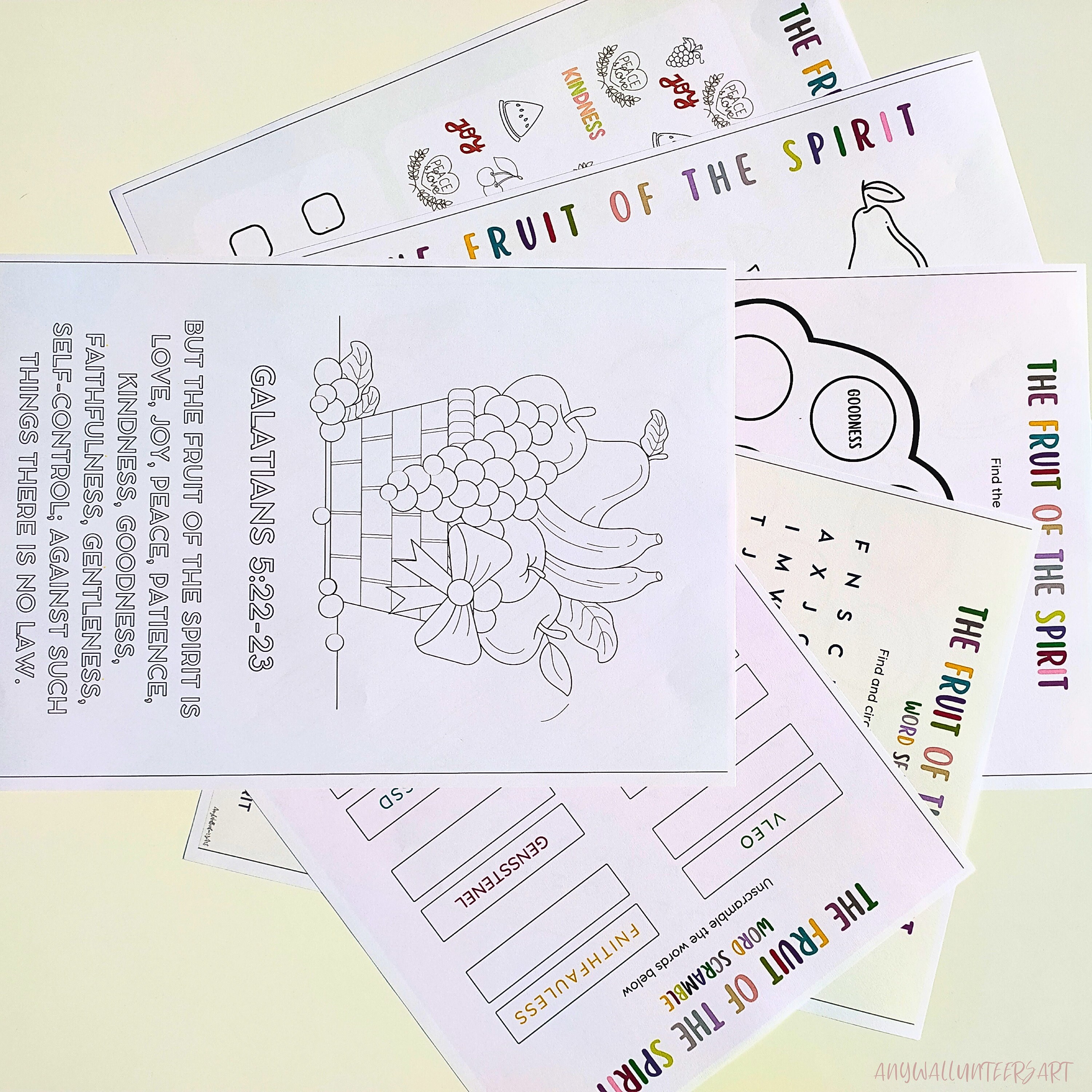Galatians 5:22-23 Fruit of the Spirit Activity Pack for Kids, Printable ...