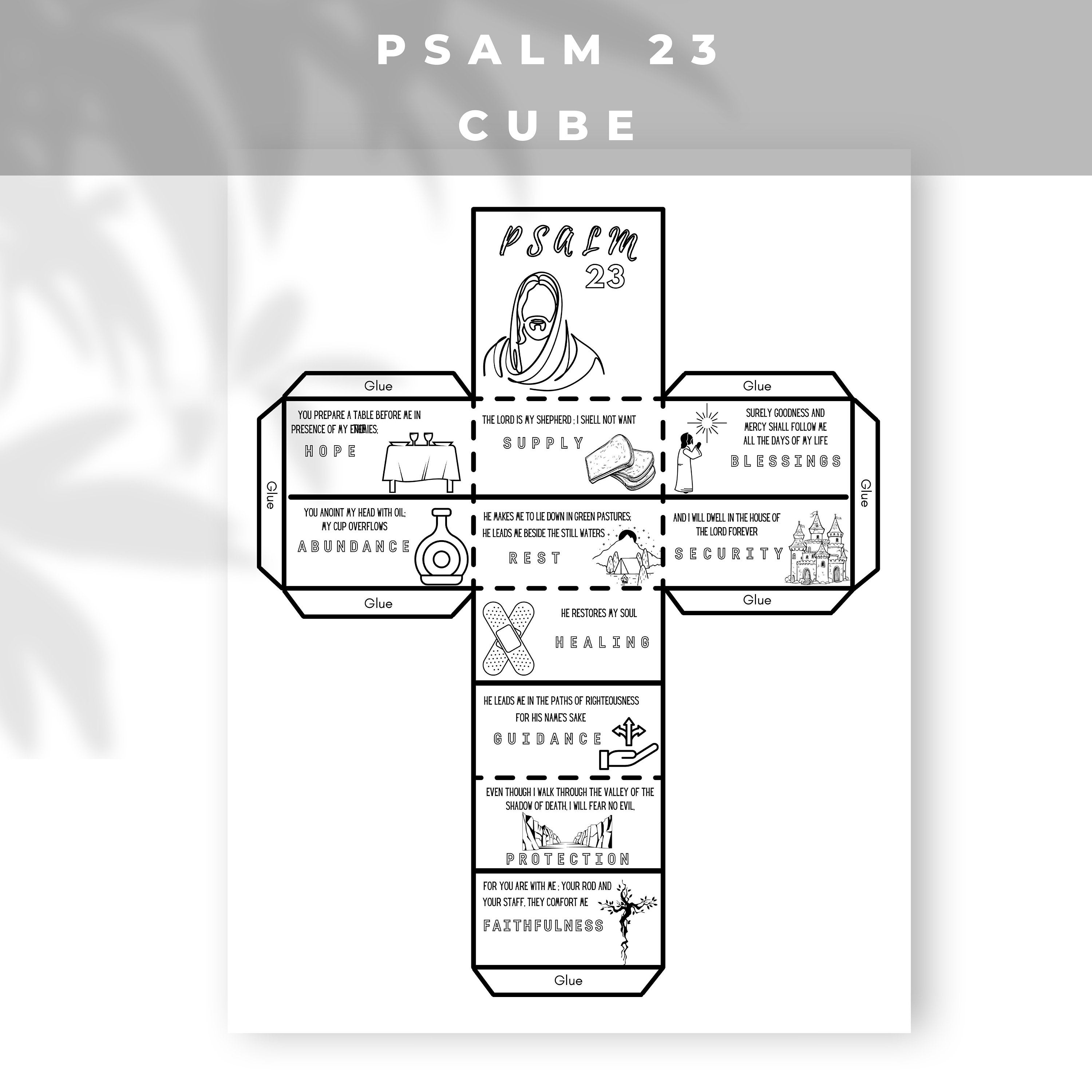Psalm 23 Coloring Cube, Printable Sunday School Craft, Bible Coloring ...