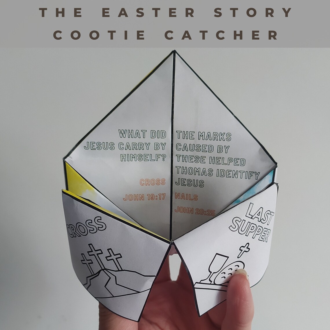 The Easter Story Cootie Catcher, Printable Sunday School Bible Activity ...