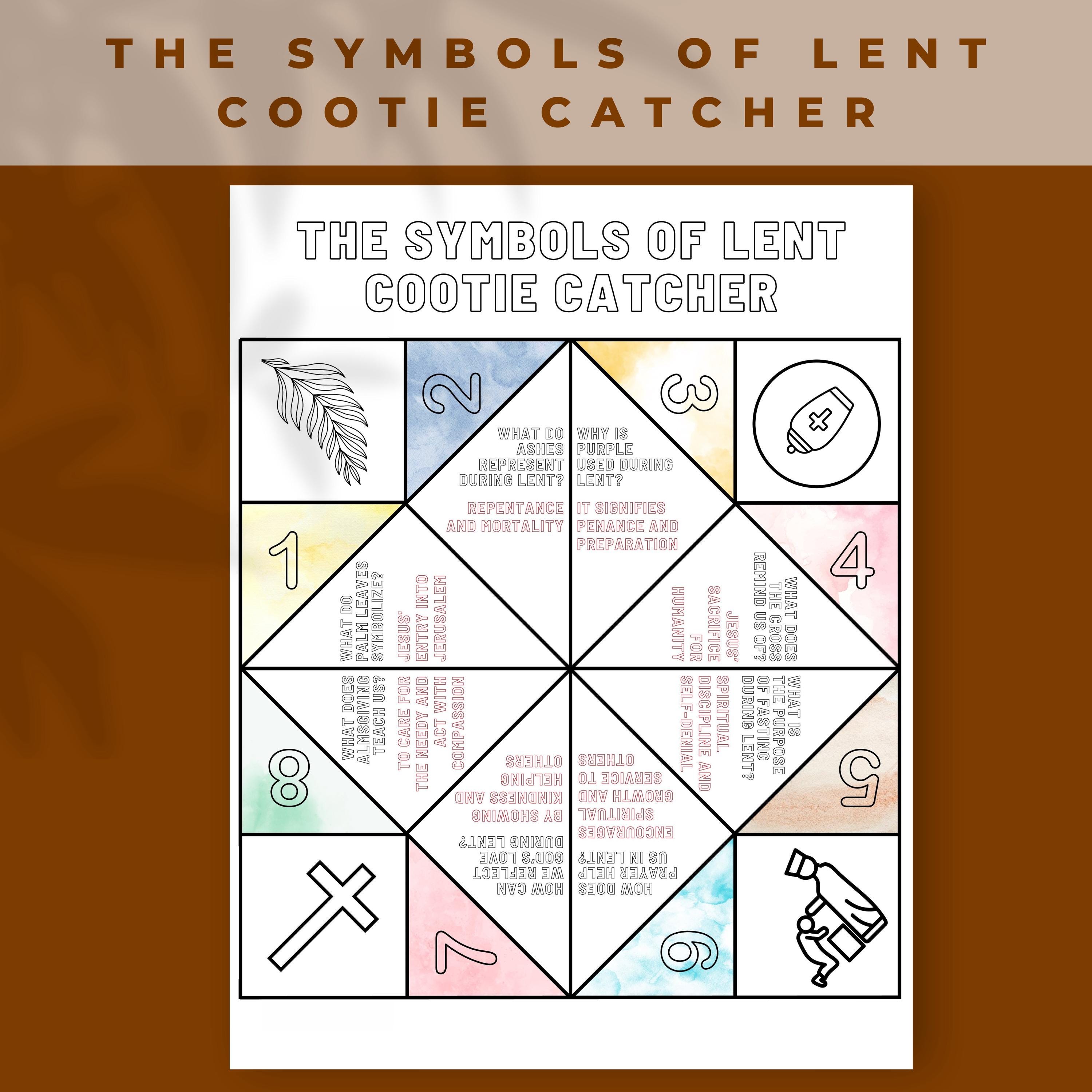 The Symbols of Lent Cootie Catcher, Sunday School Bible Activity ...