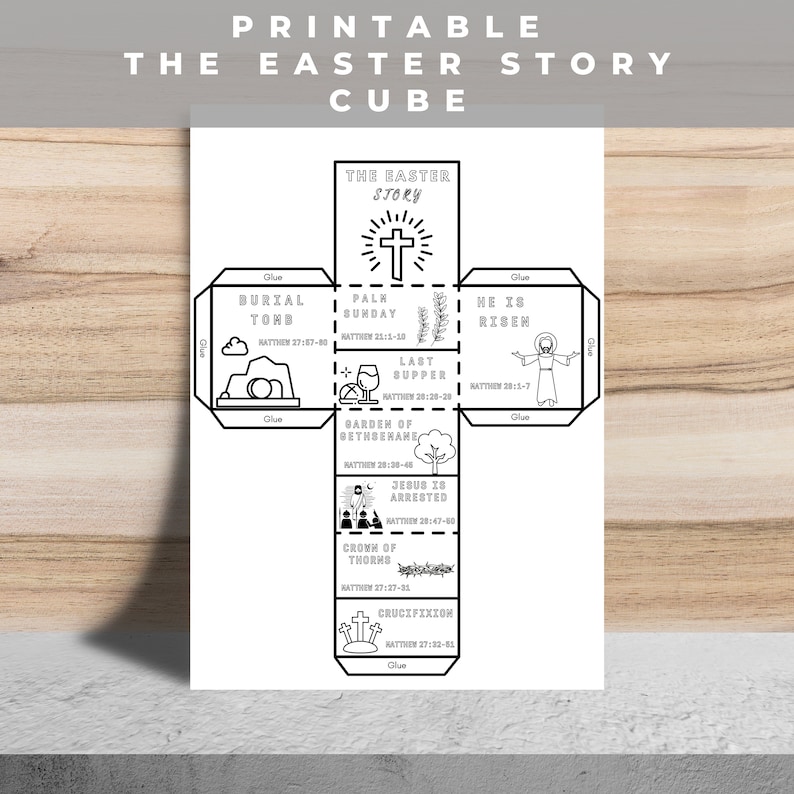 Easter Story Coloring Cube, Printable Bible Verse Activity, Easter ...