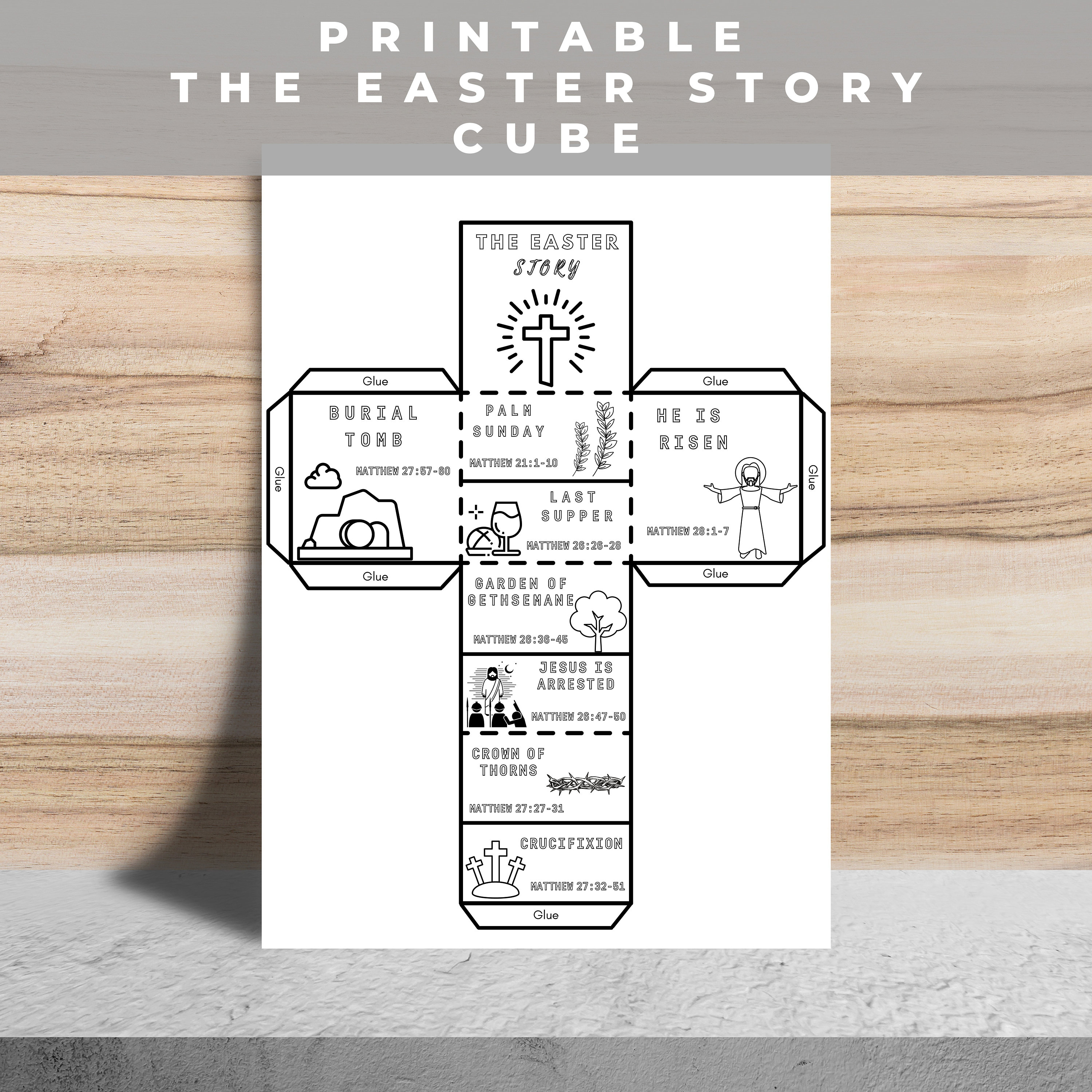 Easter Story Coloring Cube, Printable Bible Verse Activity, Easter ...