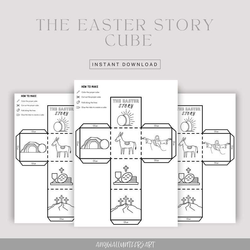 Easter Story Coloring Cube, Printable Sunday School Craft, Bible Story ...