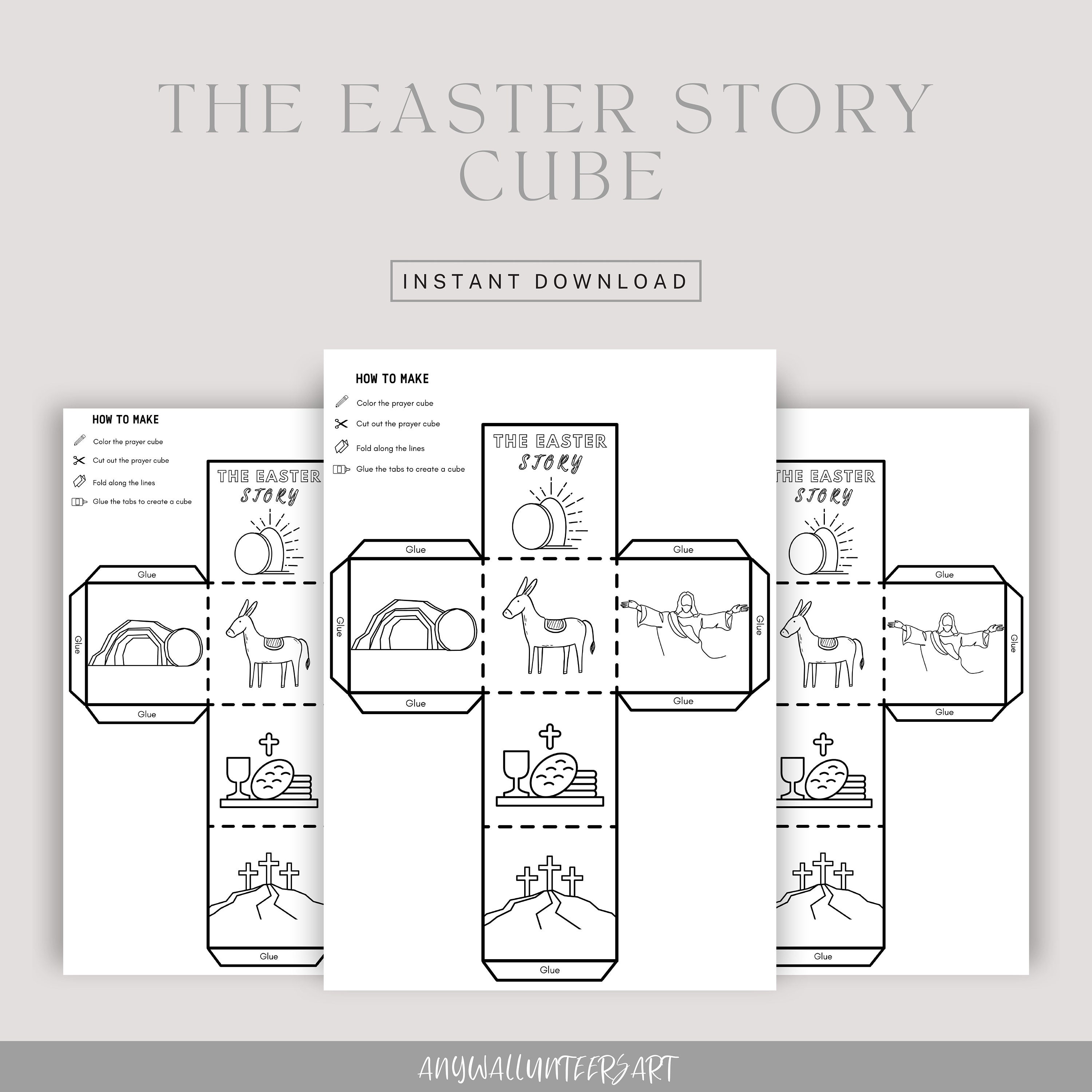 Easter Story Coloring Cube, Printable Sunday School Craft, Bible Story ...