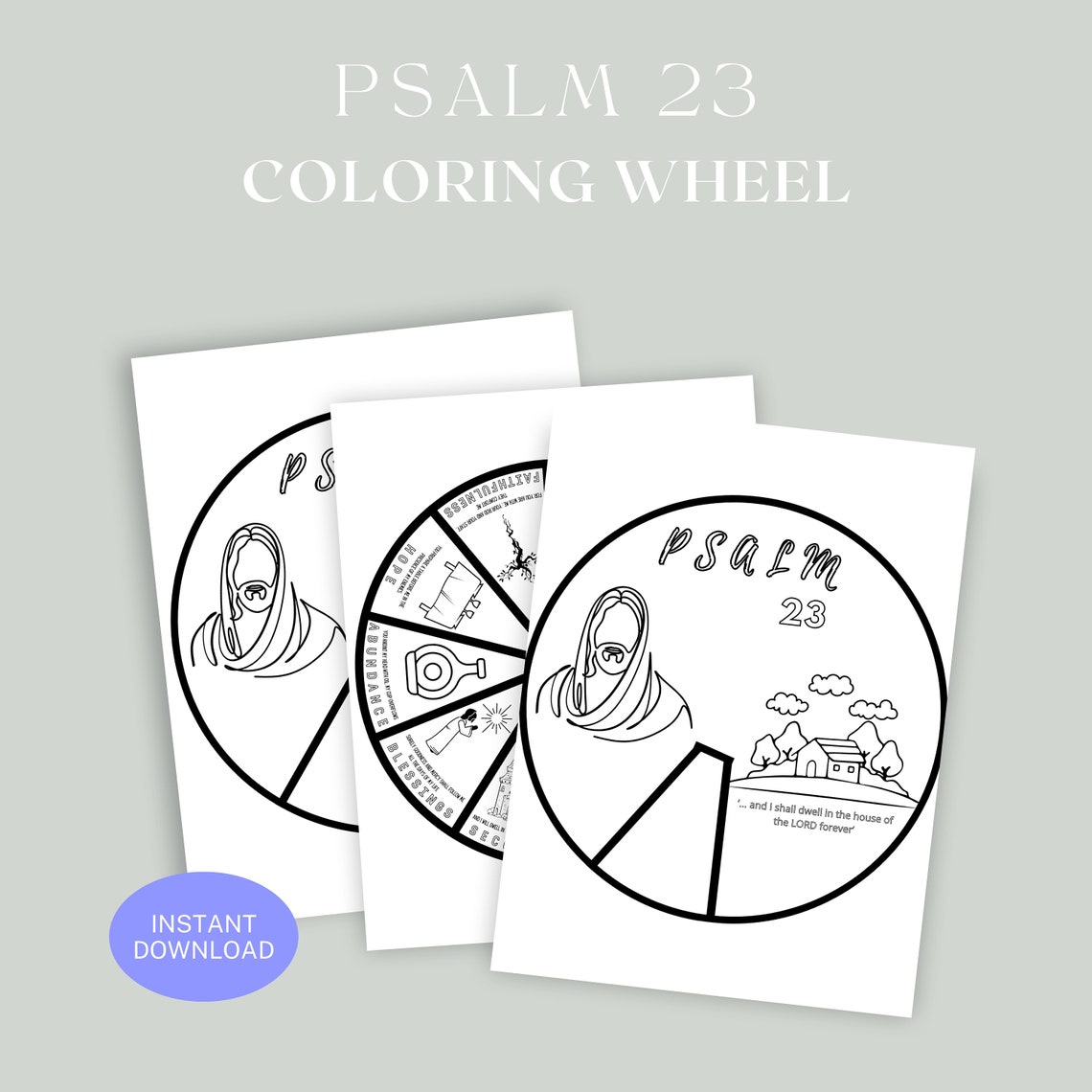 Psalm 23 Prayer Bible Coloring Wheel, Printable Bible Activity, Bible ...