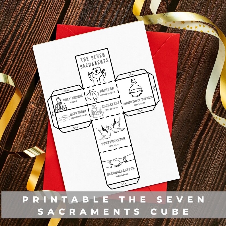 The Seven Sacraments Cube, Bible Coloring Page Learning Sheet ...