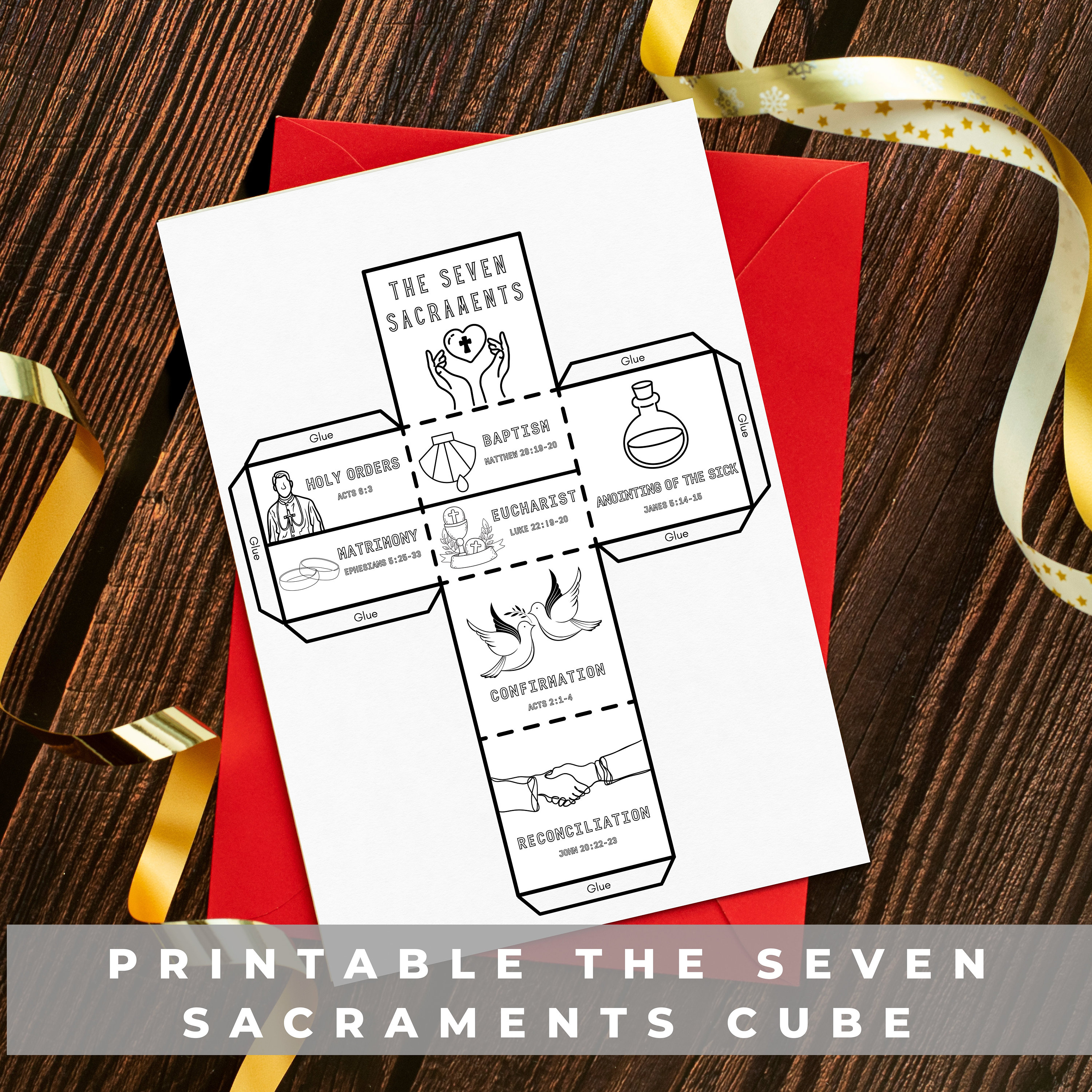 The Seven Sacraments Cube, Bible Coloring Page Learning Sheet ...