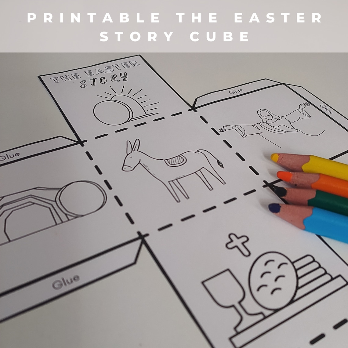 Easter Story Coloring Cube, Printable Sunday School Craft, Bible Story ...