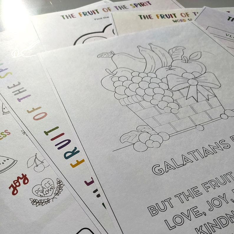Galatians 5:22-23 Fruit of the Spirit Activity Pack for Kids, Printable ...