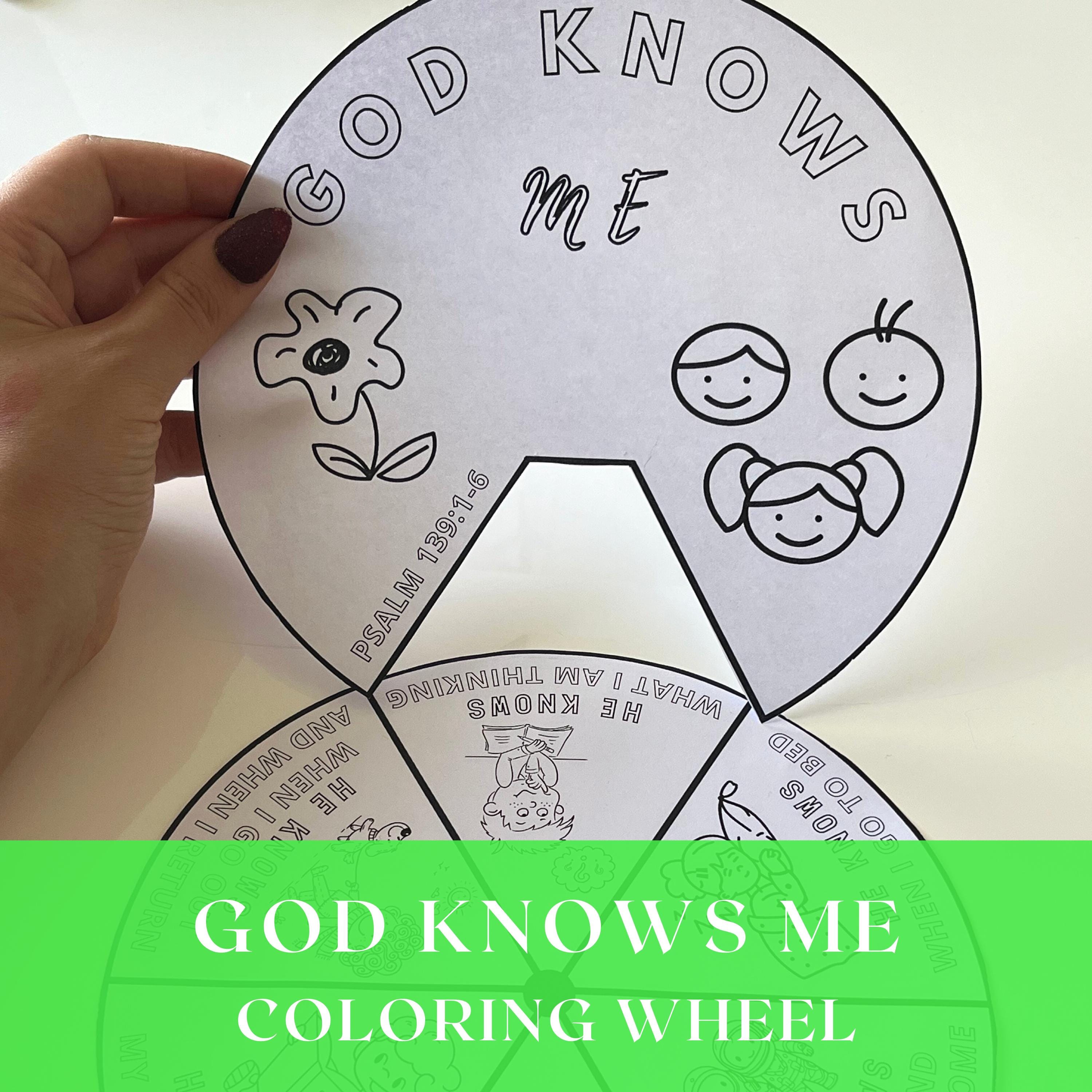 God Knows Me Coloring Wheel,sunday School Lesson Craft, Bible Scripture ...