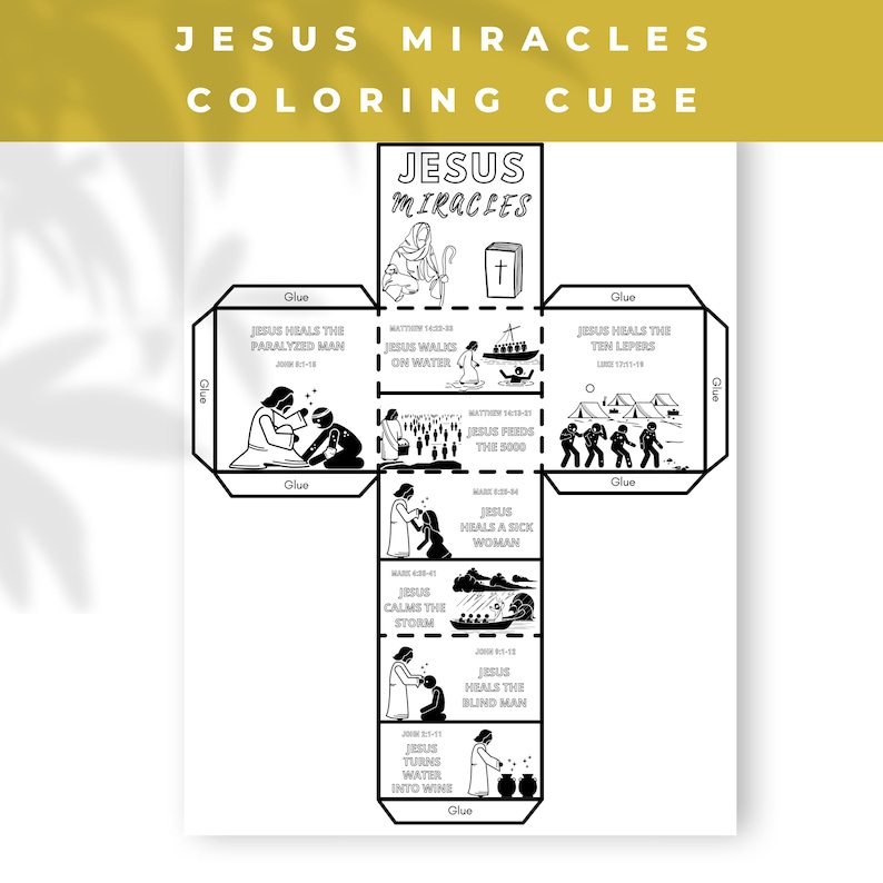 Jesus Miracles Coloring Cube, Bible Activity for Kids, Miracles of ...