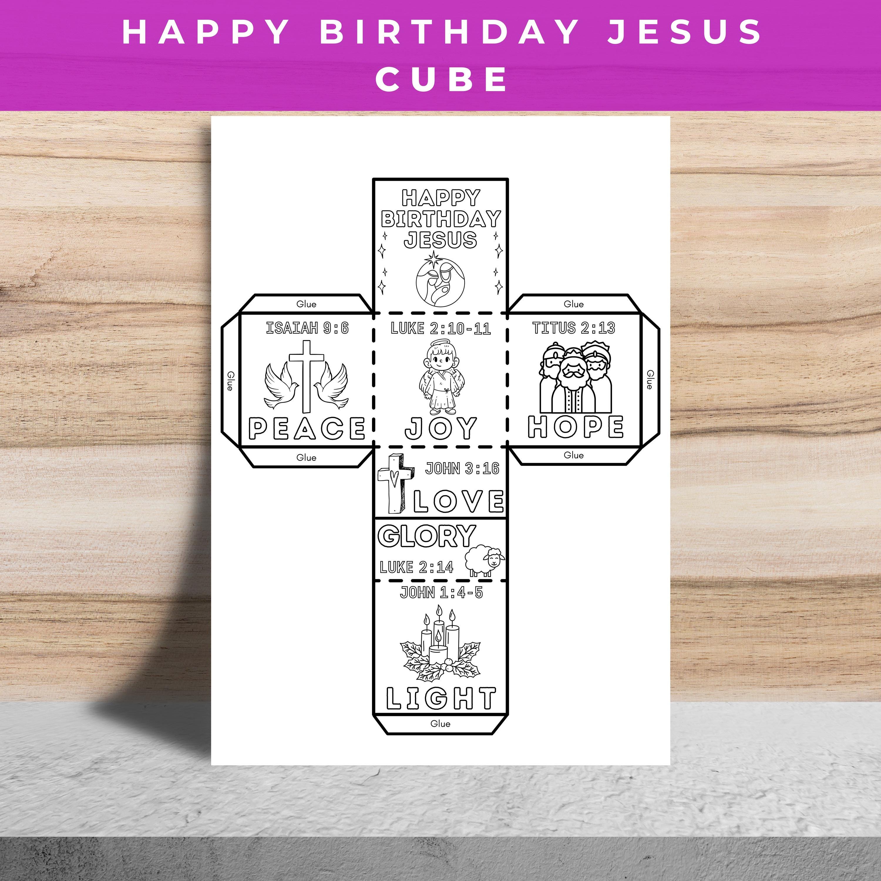 Happy Birthday Jesus Coloring Cube, Christmas Christian Craft,printable ...