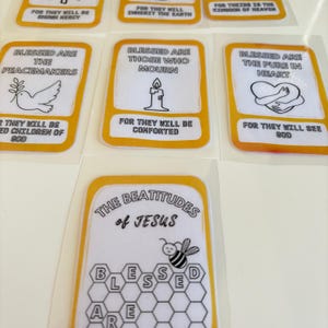 The Beatitudes of Jesus Coloring Flash Card,bible Story Activity, Bible ...