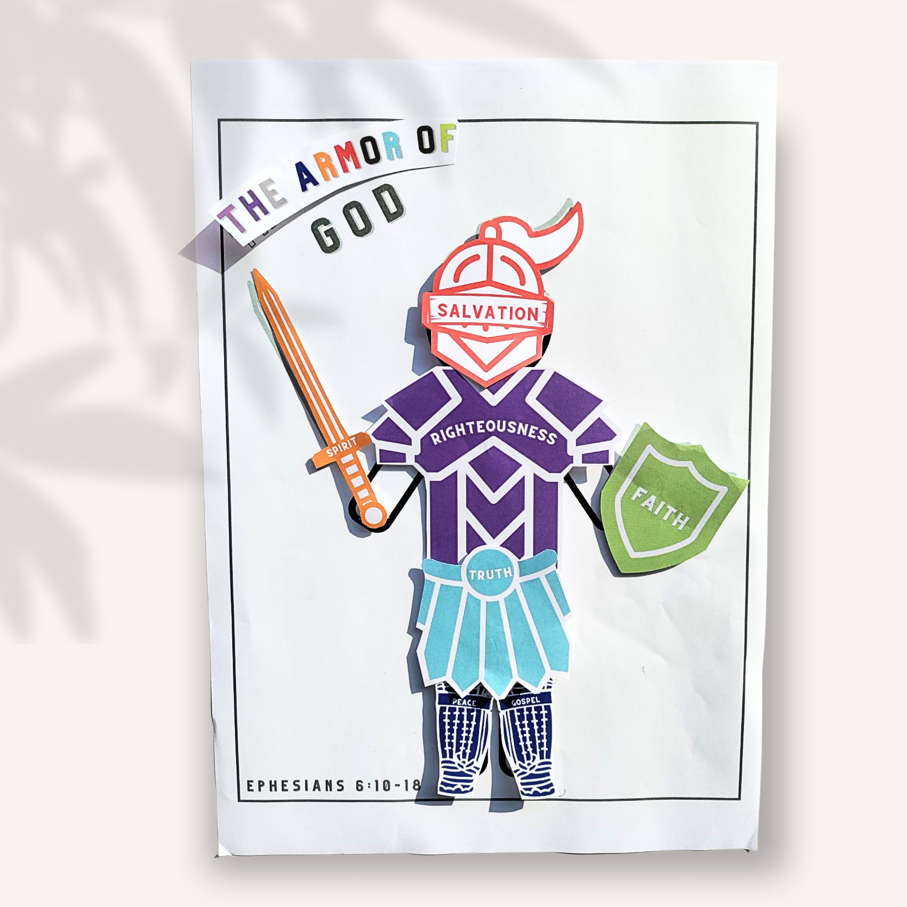 Ephesians 6:10-18 Armor of God Printable Activity, Sunday School Crafts ...