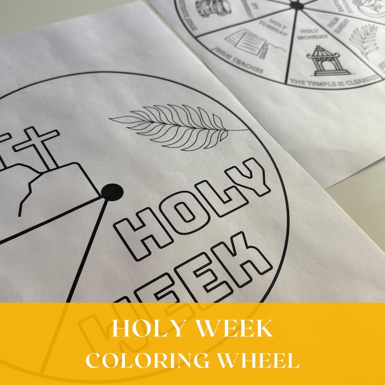Holy Week Coloring Wheel, Printable Sunday School Lesson, Kids Bible ...