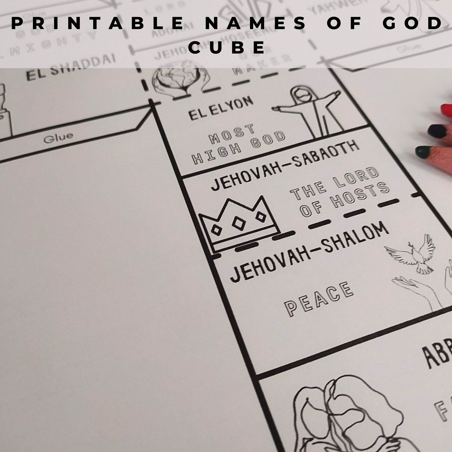 Names of God Coloring Cube, Sunday School Lesson Craft, Bible Scripture ...