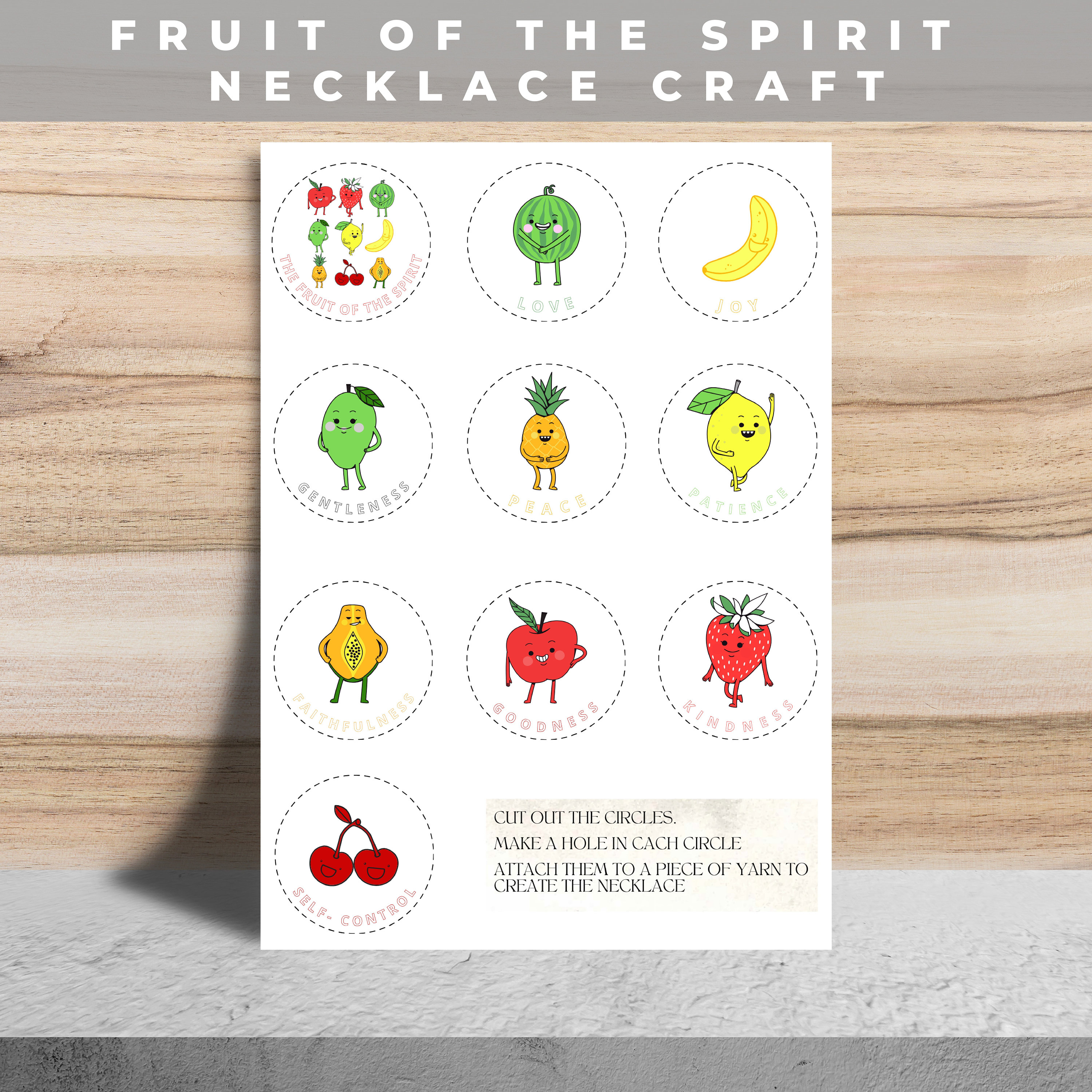 Galatians 5:12-13 Fruit of the Spirit Necklace Craft, Fruit of the ...