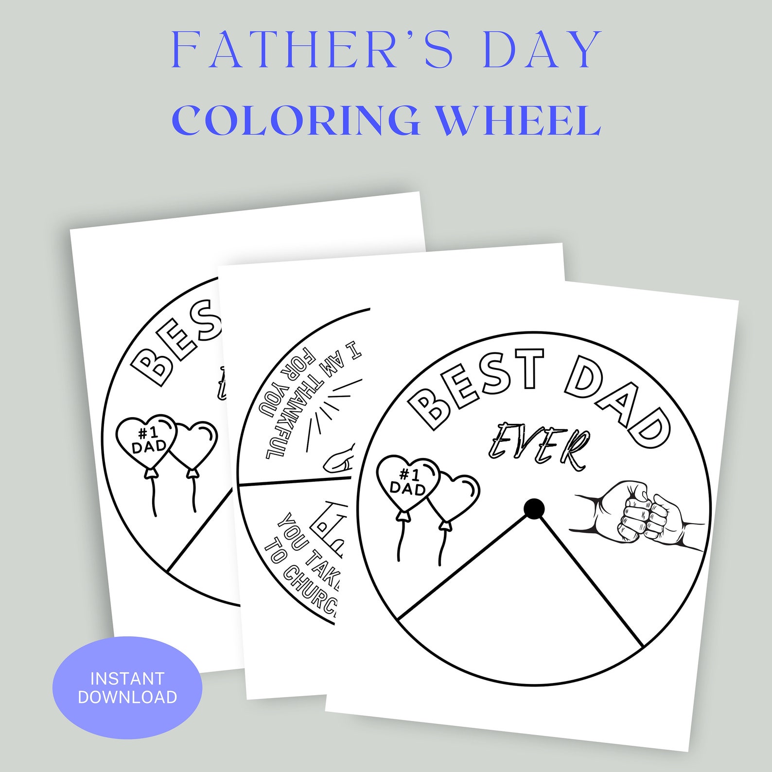 Father's Day Coloring Wheel, Printable Sunday School Lesson, Christian ...