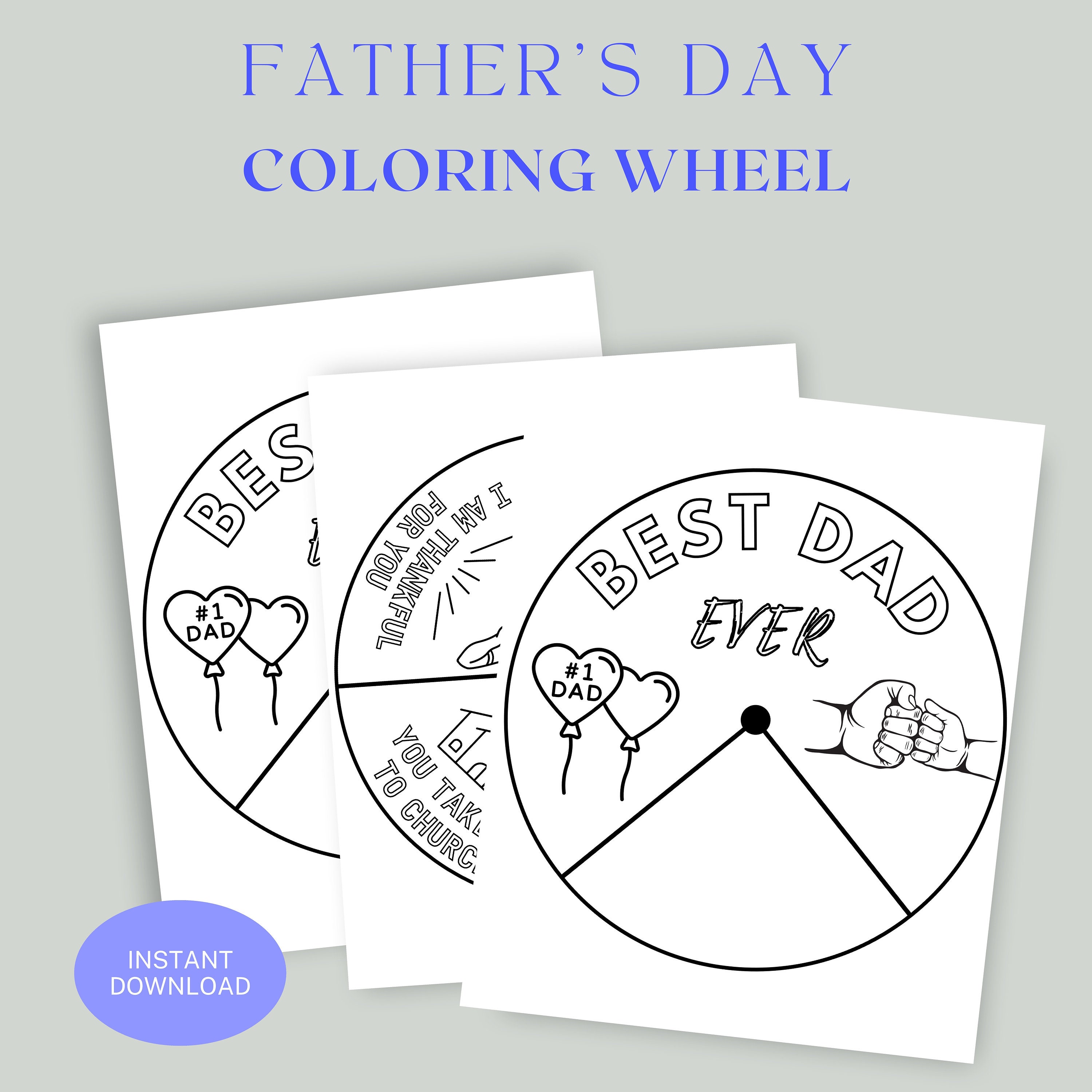 Father's Day Coloring Wheel, Printable Sunday School Lesson, Christian ...