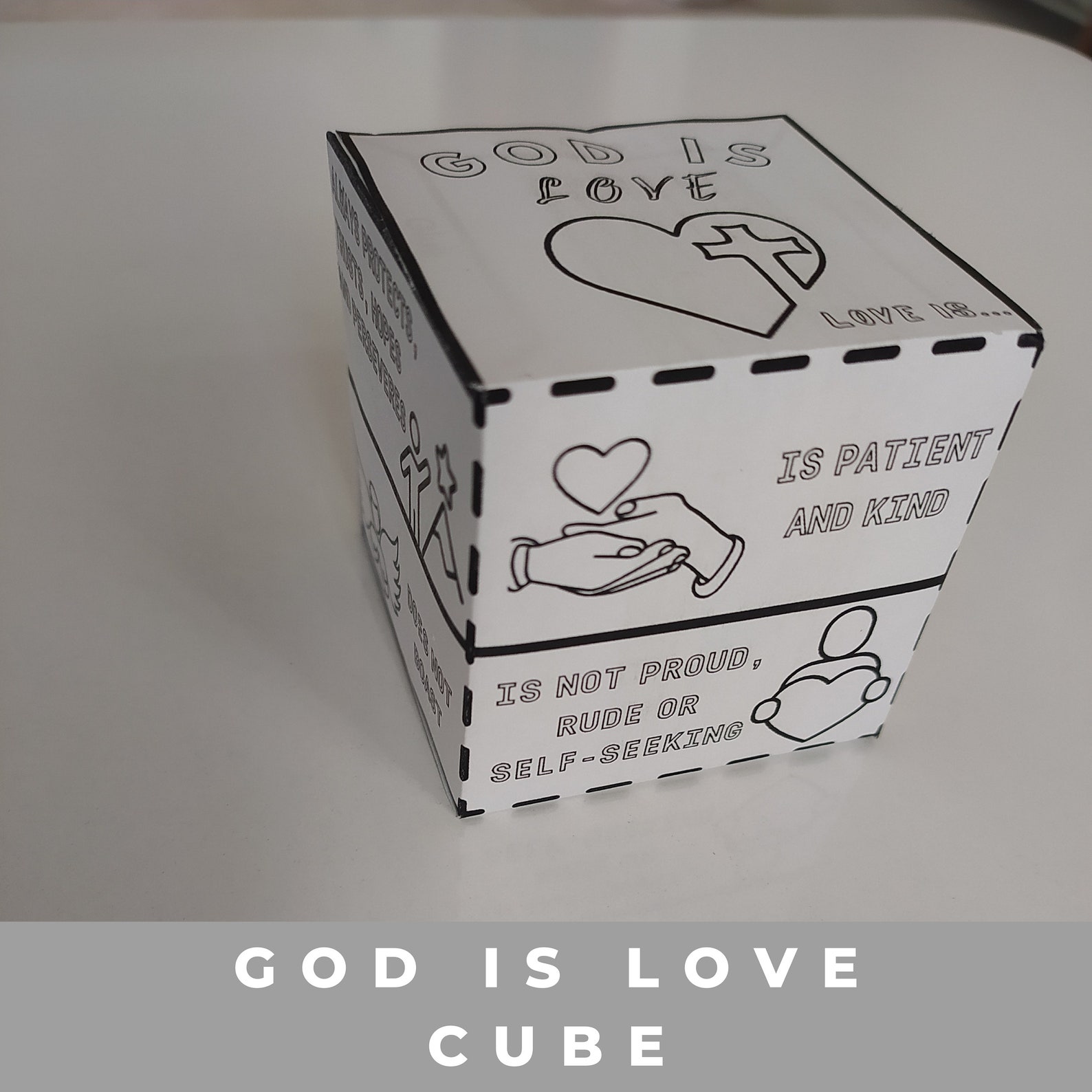 God is Love Coloring Cube,printable Bible Coloring Page Learning Sheet ...