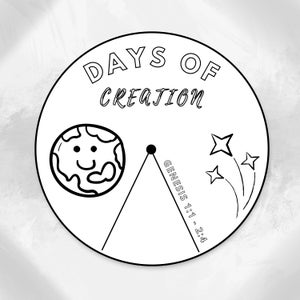 Days of Creation Coloring Wheel, Printable Bible Activity (digital ...