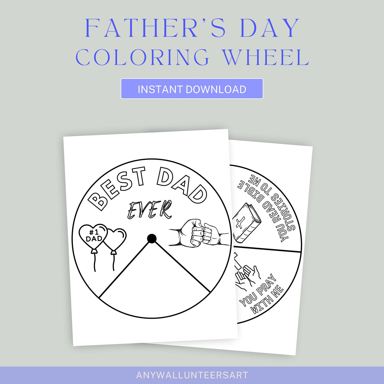 Father's Day Coloring Wheel, Printable Sunday School Lesson, Christian ...