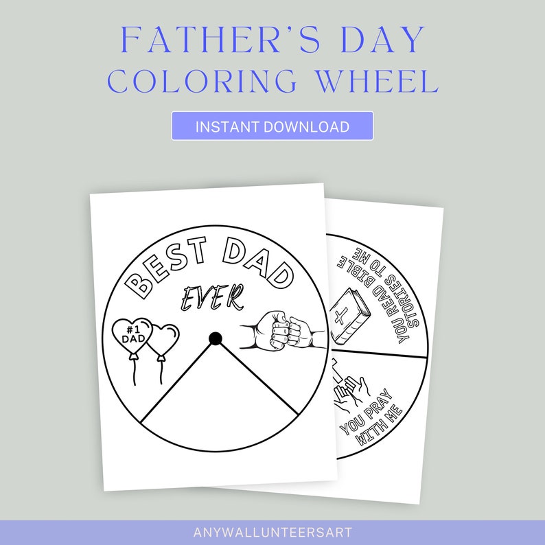 Father's Day Coloring Wheel, Printable Sunday School Lesson, Christian ...