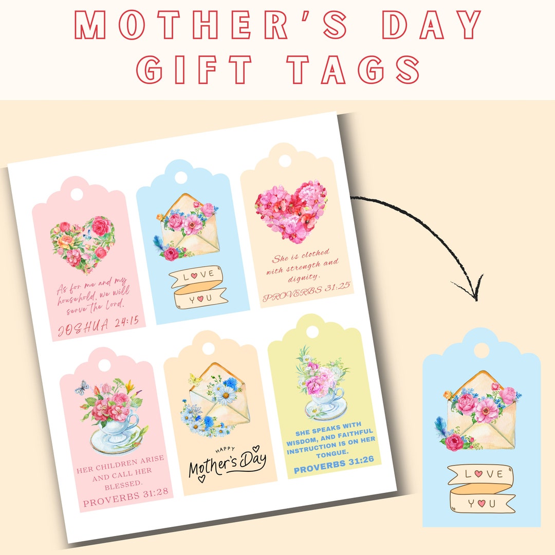 Printable Mother's Day Gift Tags, Mother's Day Spring Floral Mom Tags ...