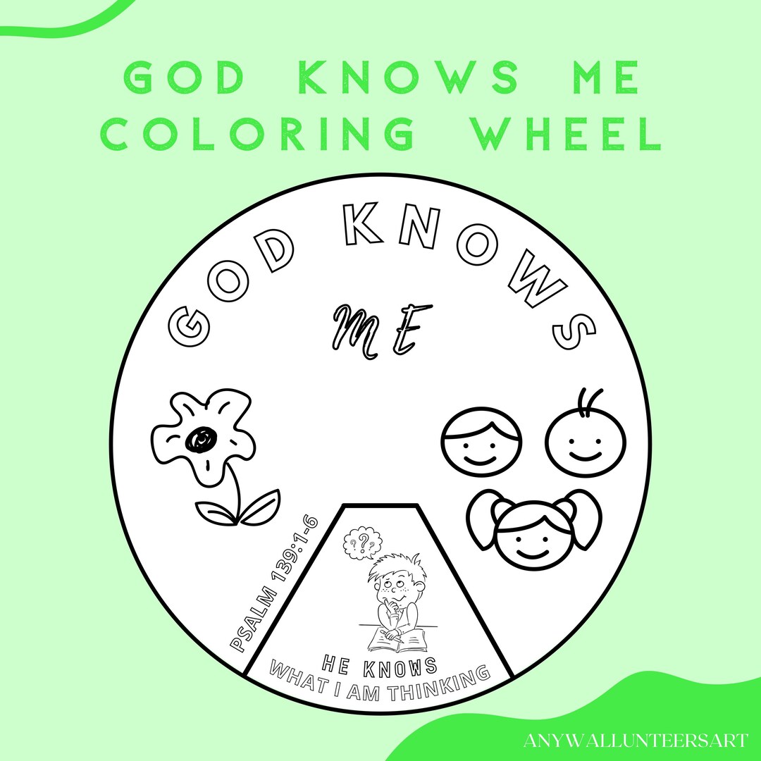 God Knows Me Coloring Wheel,sunday School Lesson Craft, Bible Scripture ...