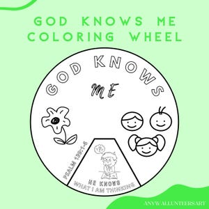 God Knows Me Coloring Wheel,sunday School Lesson Craft, Bible Scripture ...