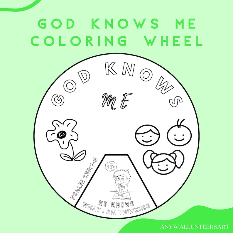 God Knows Me Coloring Wheel,sunday School Lesson Craft, Bible Scripture ...