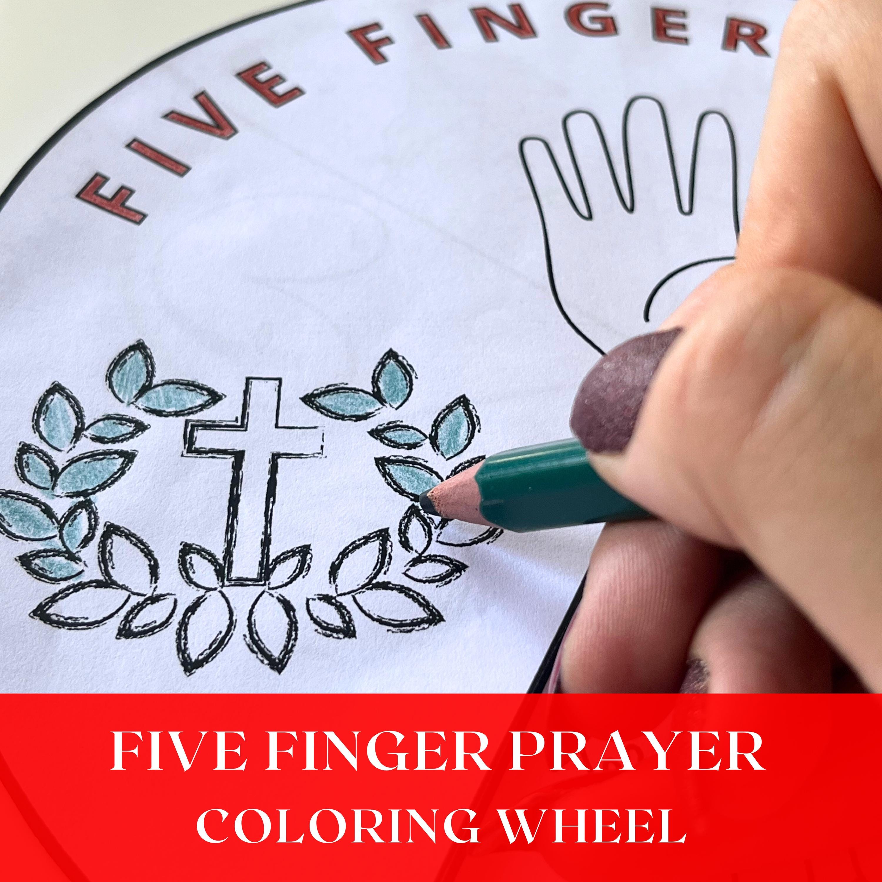 Five Finger Prayer Coloring Wheel,sunday School Craft, Bible Scripture ...