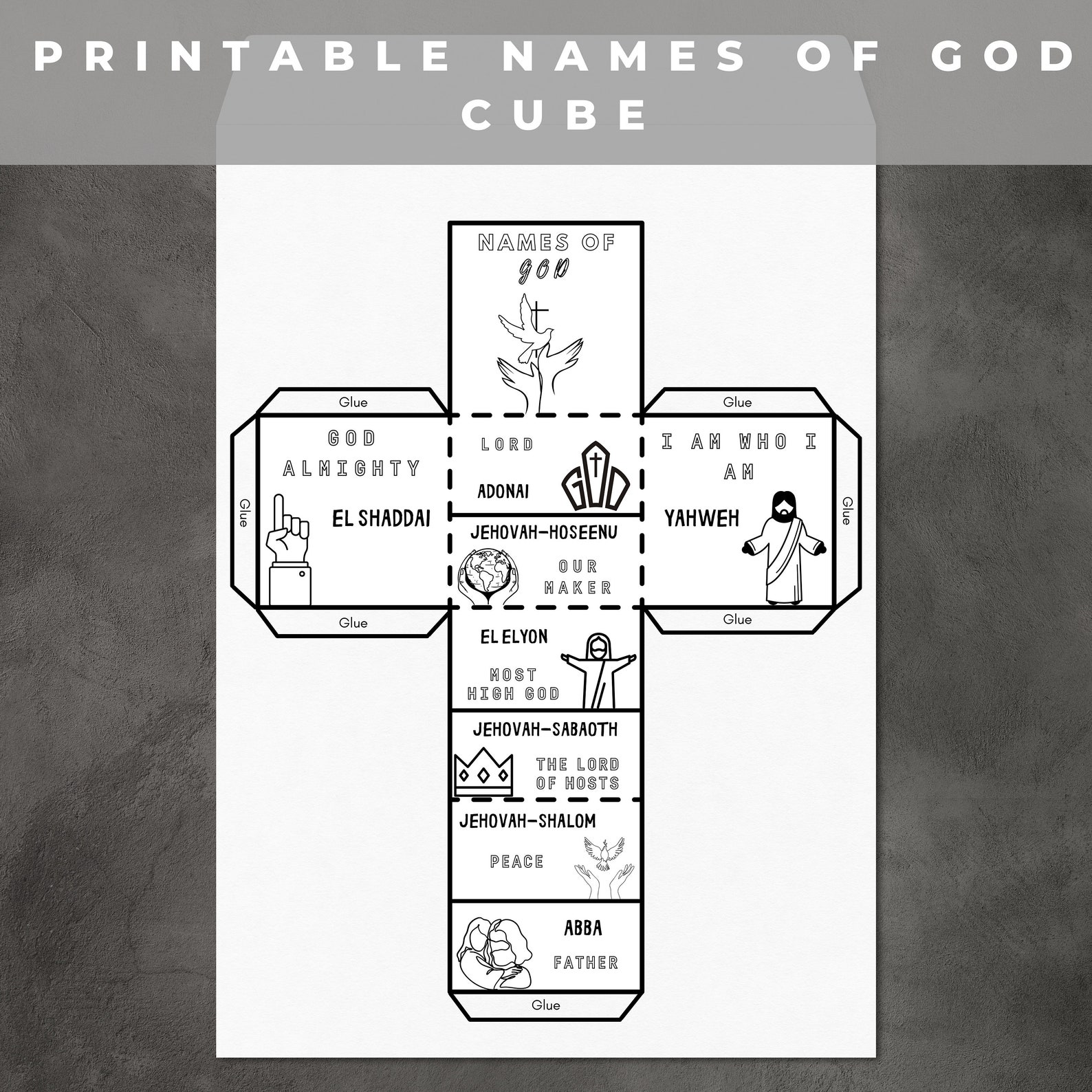 Names of God Coloring Cube, Sunday School Lesson Craft, Bible Scripture ...