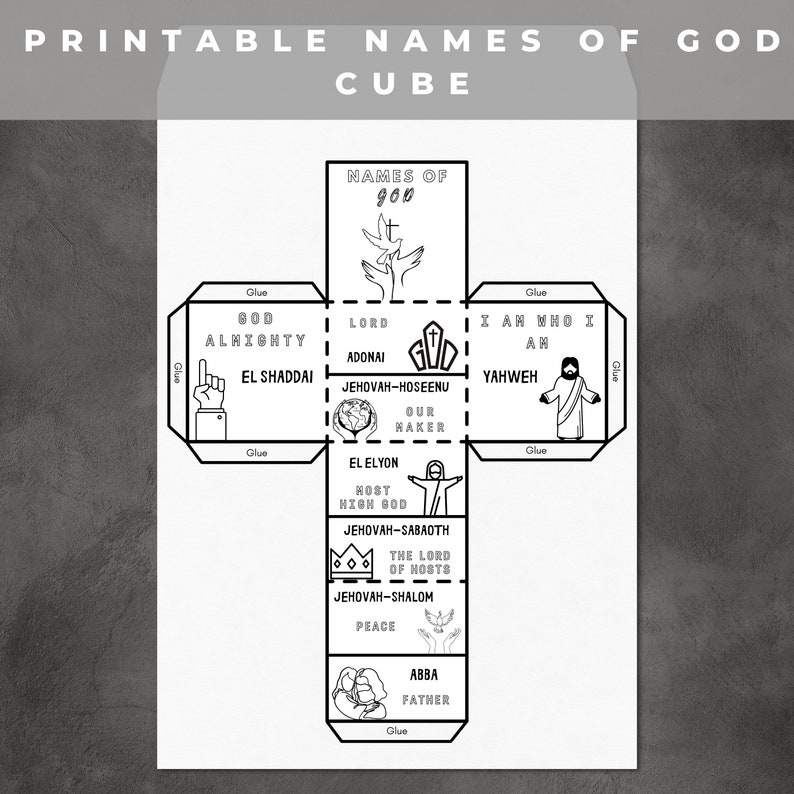 Names of God Coloring Cube, Sunday School Lesson Craft, Bible Scripture ...