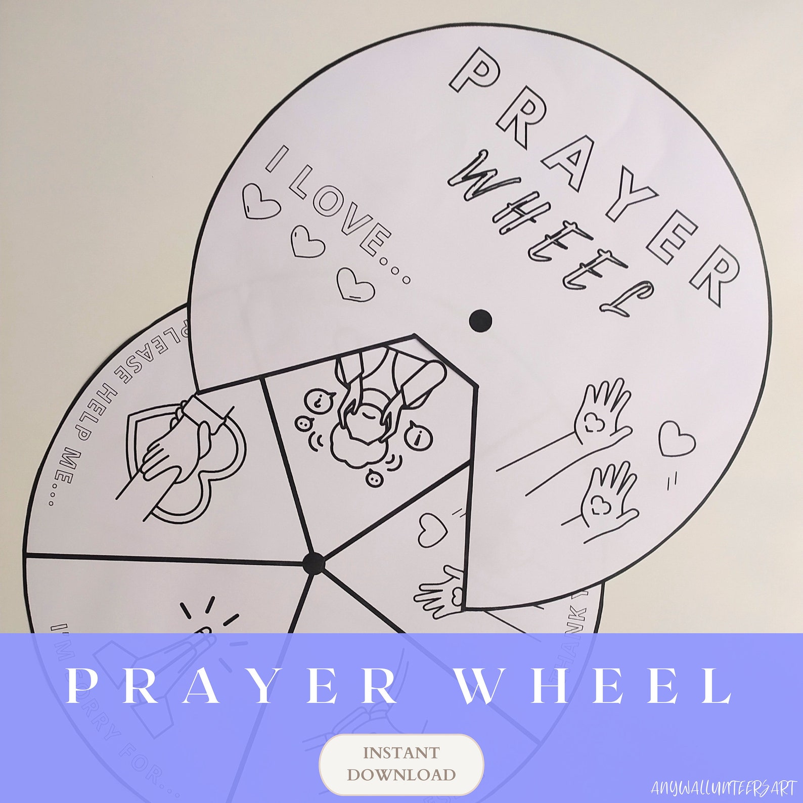Printable Prayer Wheel for Kids, Bible Coloring Page Learning Sheet ...
