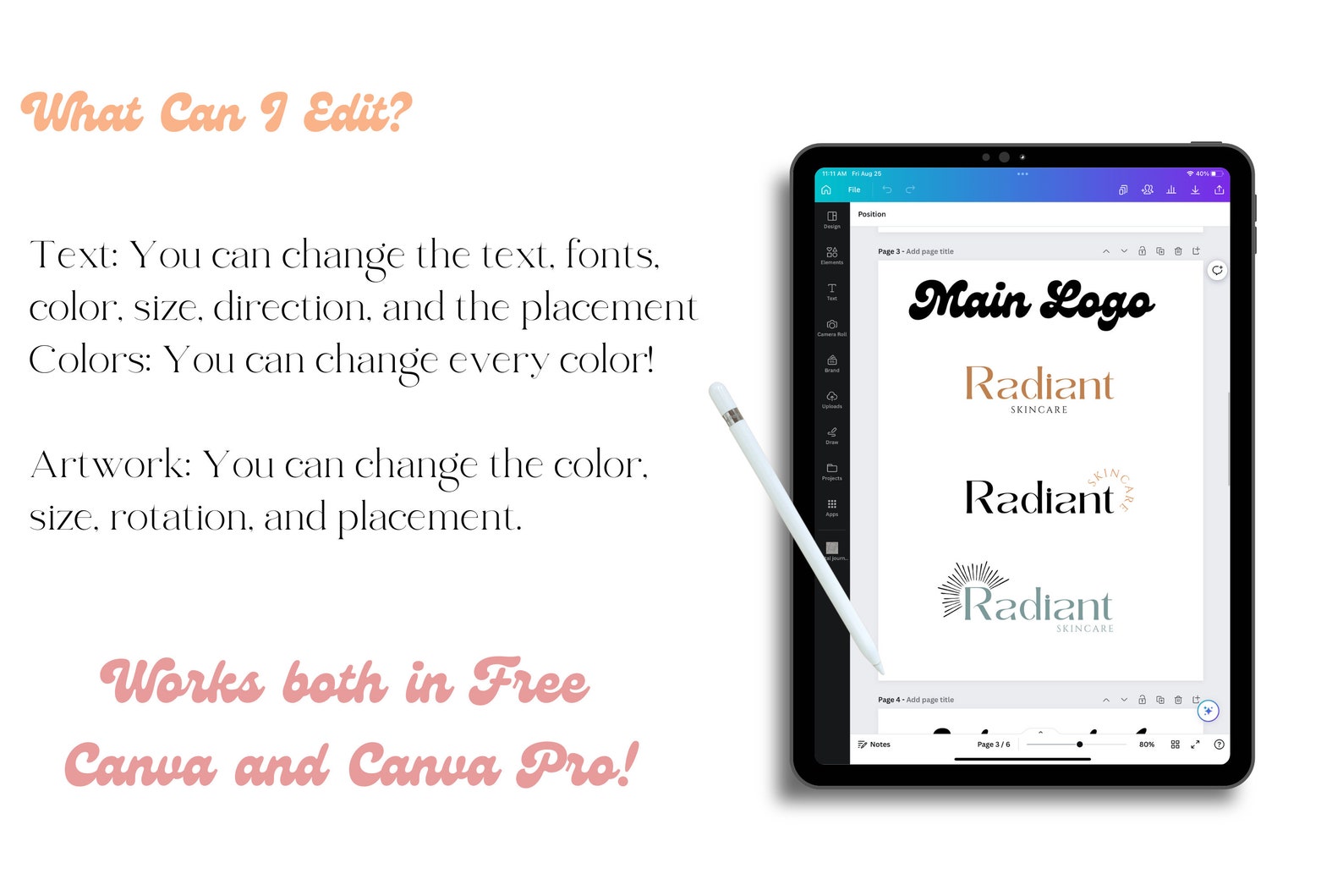 Editable Logo Template DIY Logo Canva Template Digital - Etsy