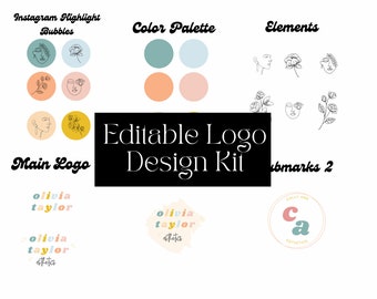 Editable Logo Download Template, DIY Logo, Canva Template, Digital ...