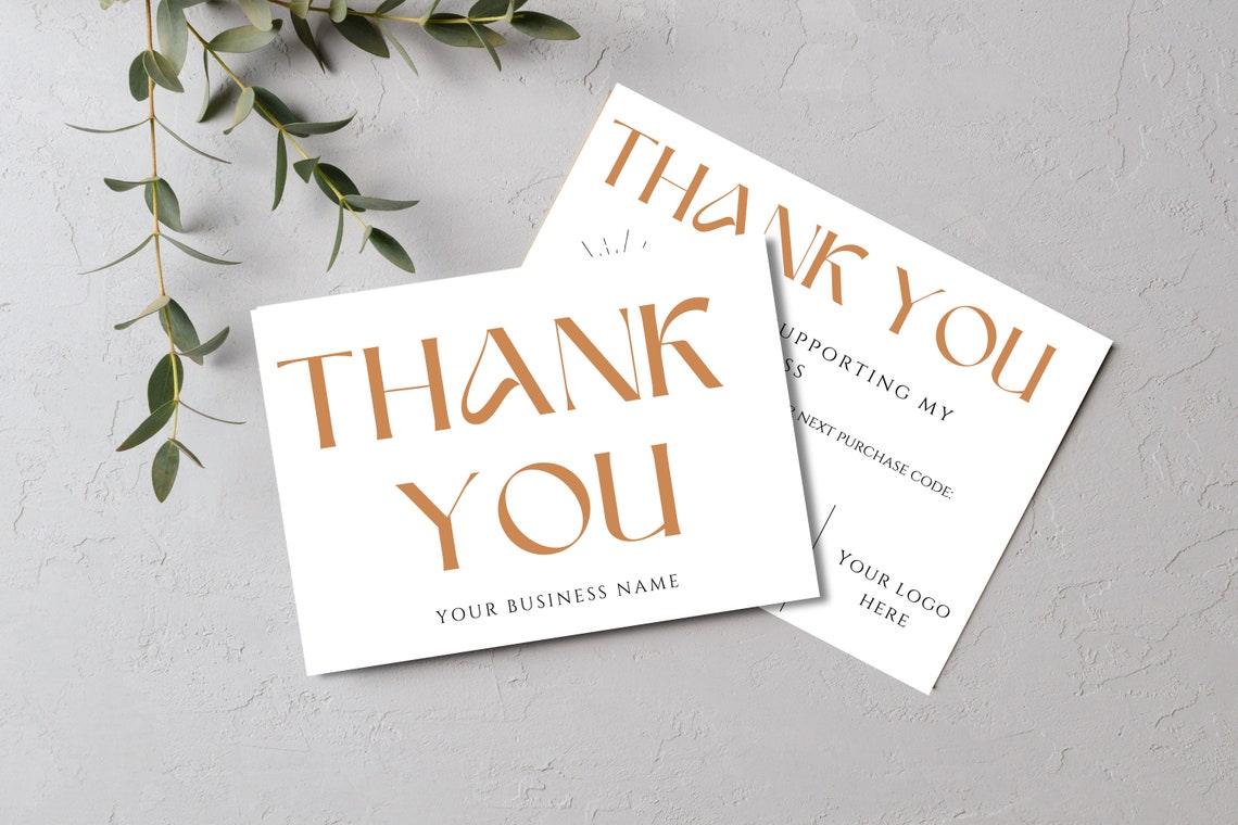 Editable Logo Thank You Card DIY Canva Template Digital - Etsy