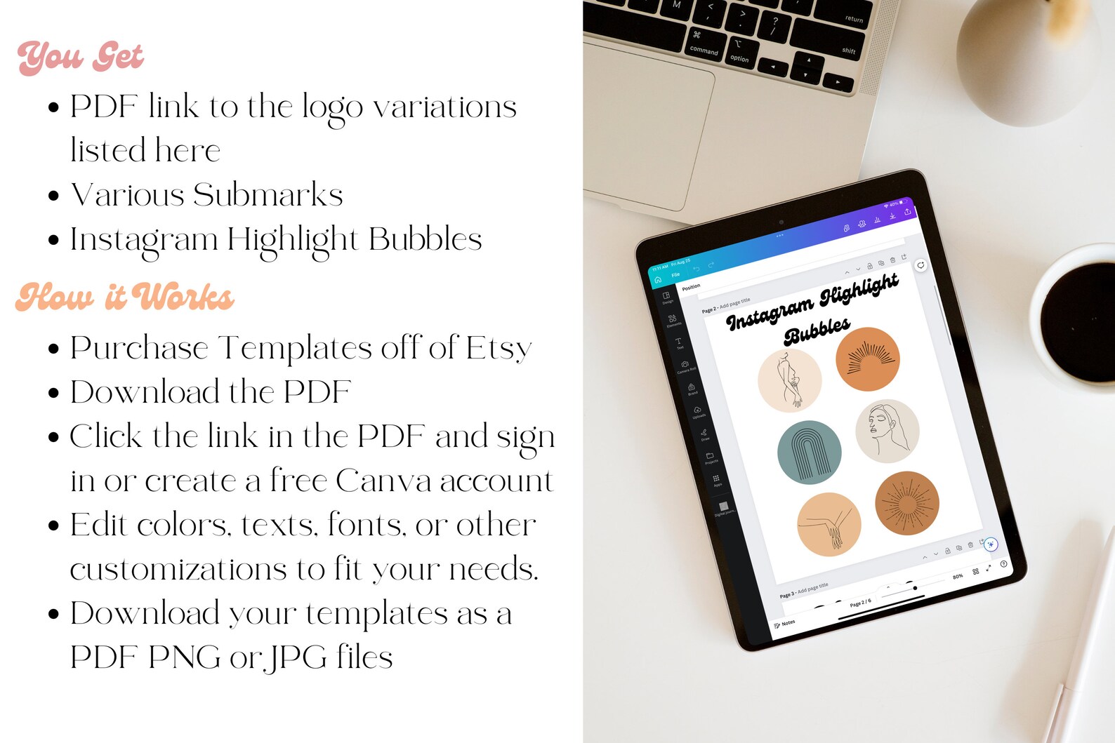 Editable Logo Template, DIY Logo, Canva Template, Digital Instant ...