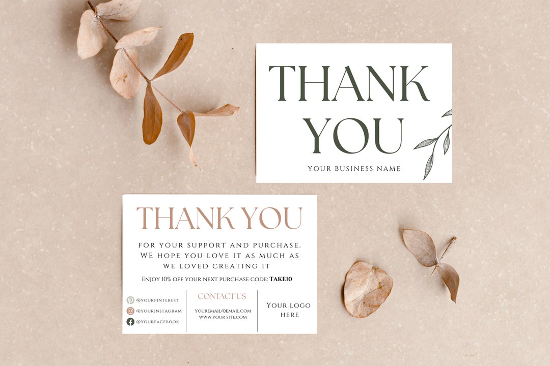 Editable Logo Thank You Card, DIY, Canva Template, Digital Instant ...