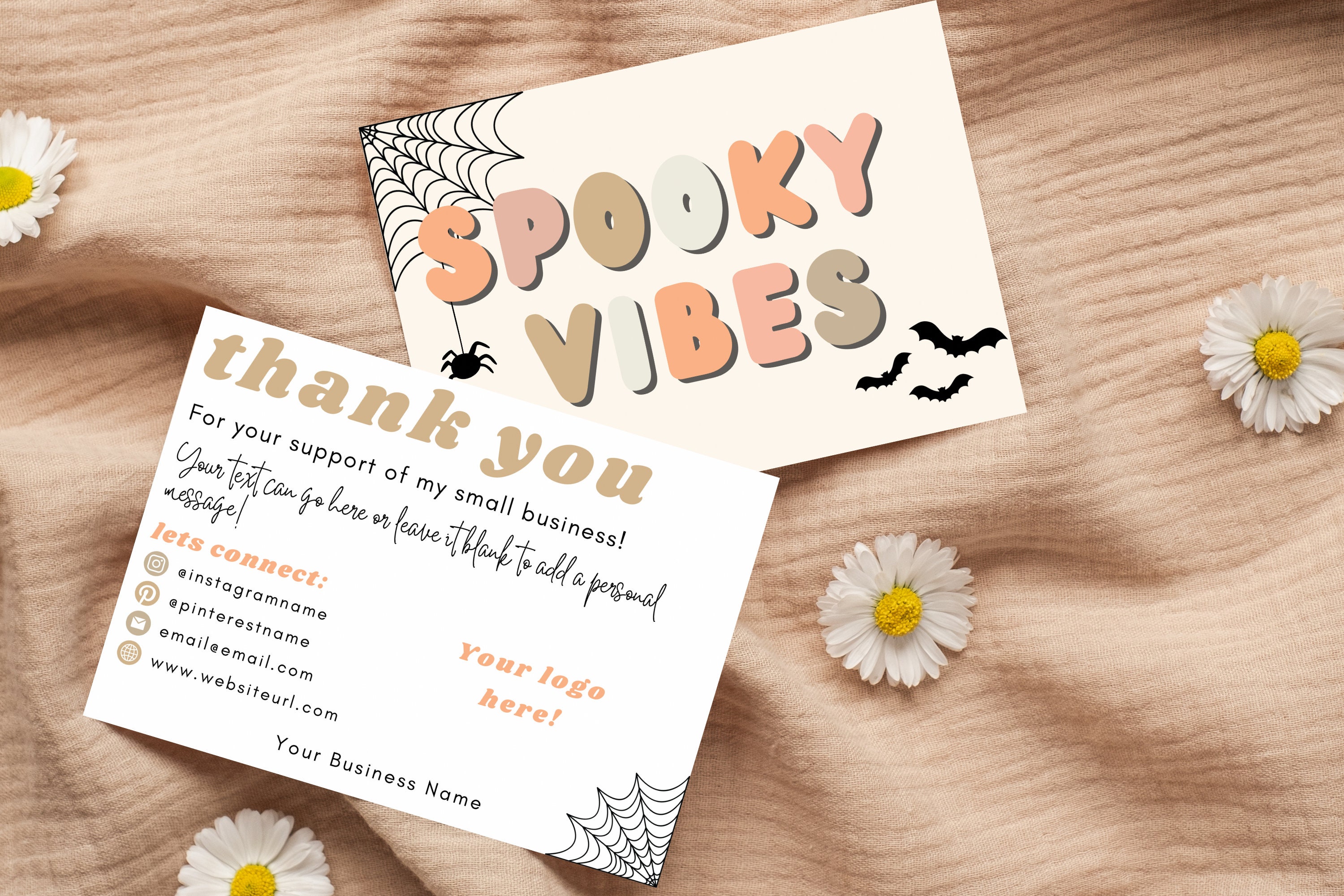 Editable Logo Thank You Card, DIY, Canva Template, Digital Instant ...