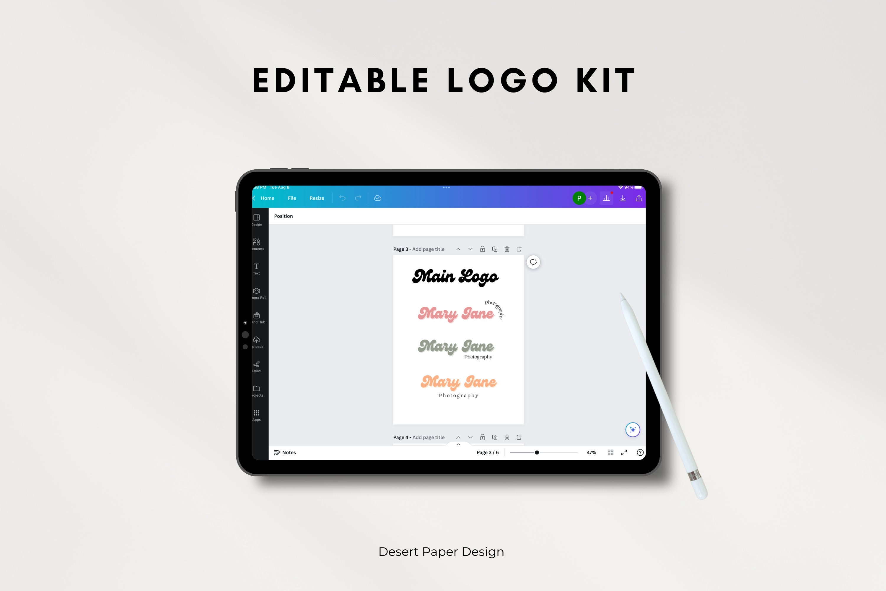 Editable Logo Download Template, DIY Logo, Canva Template, Digital ...